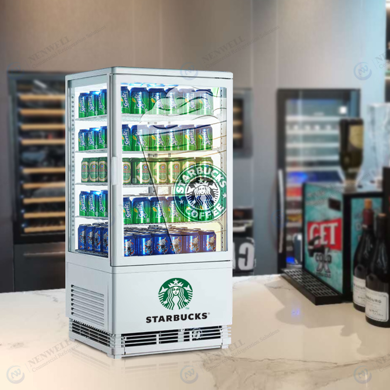 Countertop Pass-Through Four Sided Glass Drink And Food Display Fridge ...