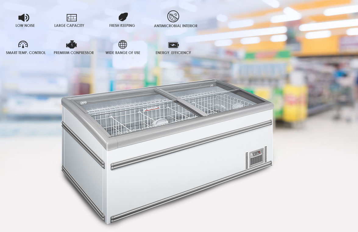 Grocery Store Plug-In Deep Freeze Storage Island Display Freezer