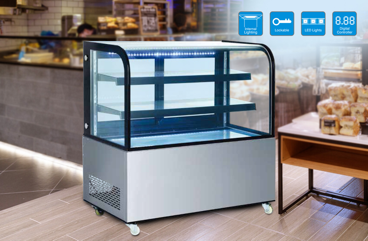 Fan Cooling Countertop Glass Cake Display Cabinet & Showcase