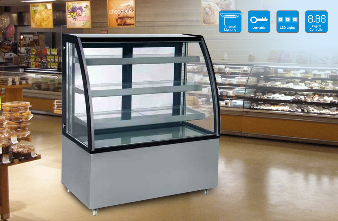 Commercial Bake Shop Freestanding Ice Cake Display Fridge Price For Sale