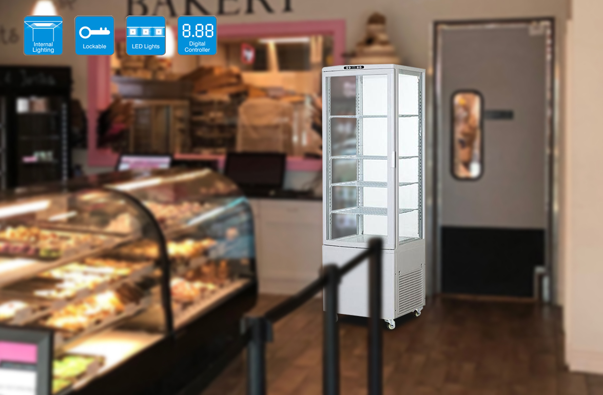 Free Standing 4 side Glass Sided Refrigerated Stand Fridge for ...